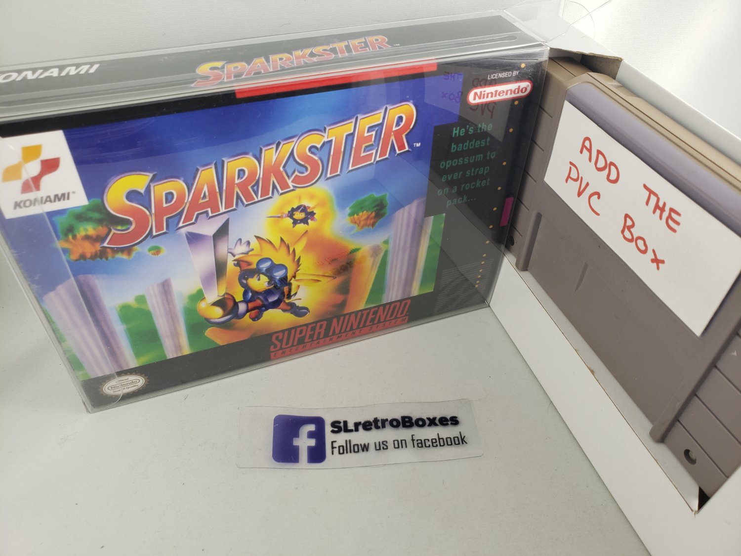 SPARKSTER - SNES, Super Nintendo Custom Box optional w/ Insert Tray & PVC Protector