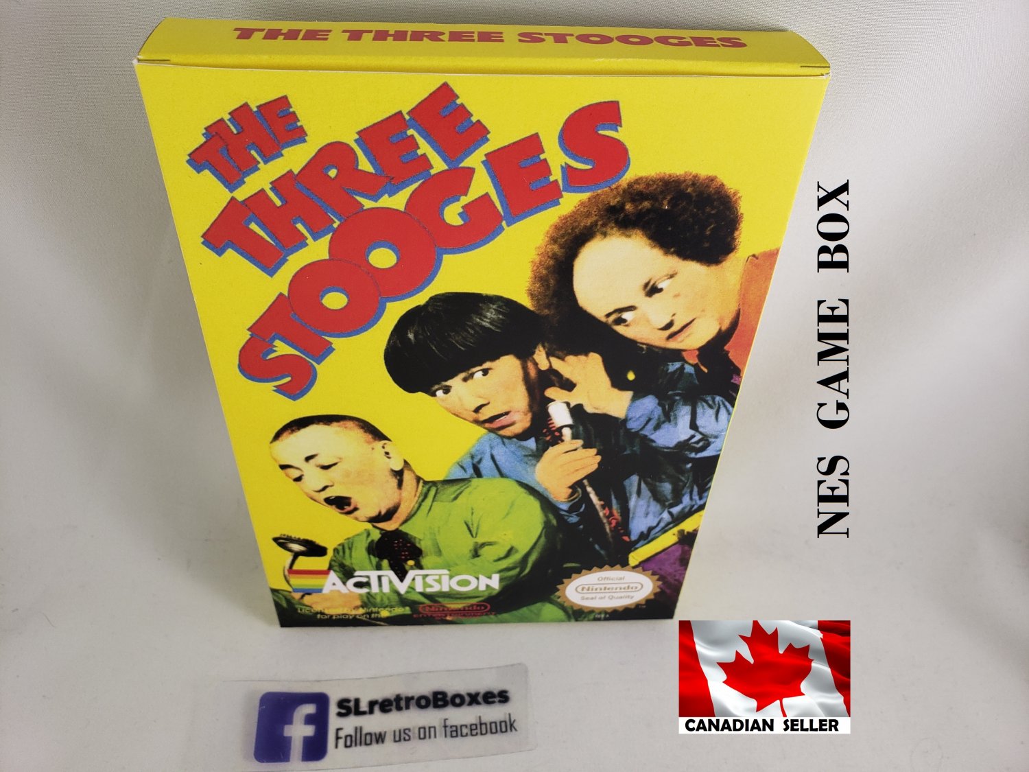 THE THREE STOOGES - NES, Nintendo Custom replacement BOX optional w/ Dust Cover & PVC Protector