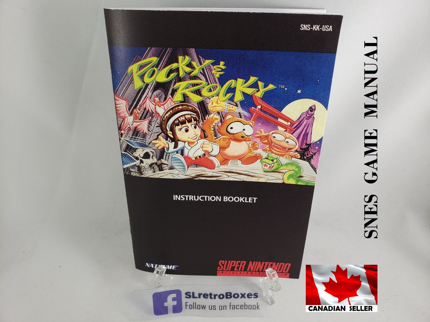 MANUAL SNES - POCKY & ROCKY Super Nintendo Replacement Instruction Booklet