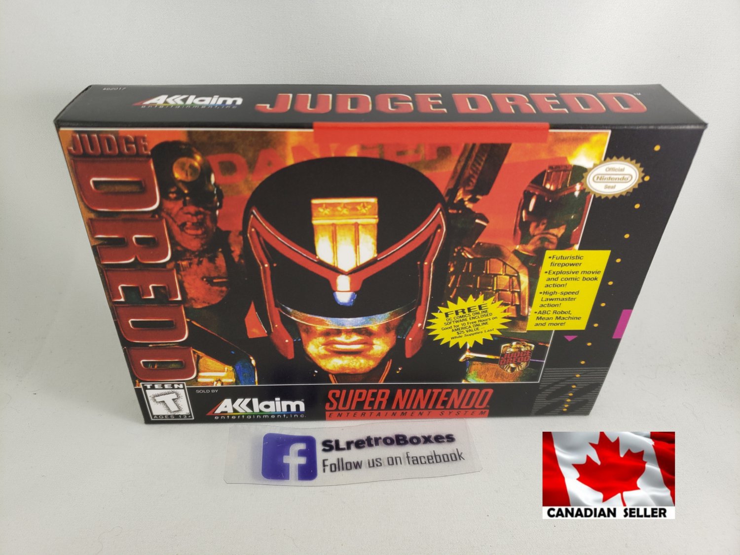 JUDGE DREDD - SNES, Super Nintendo Custom replacement Box optional w ...