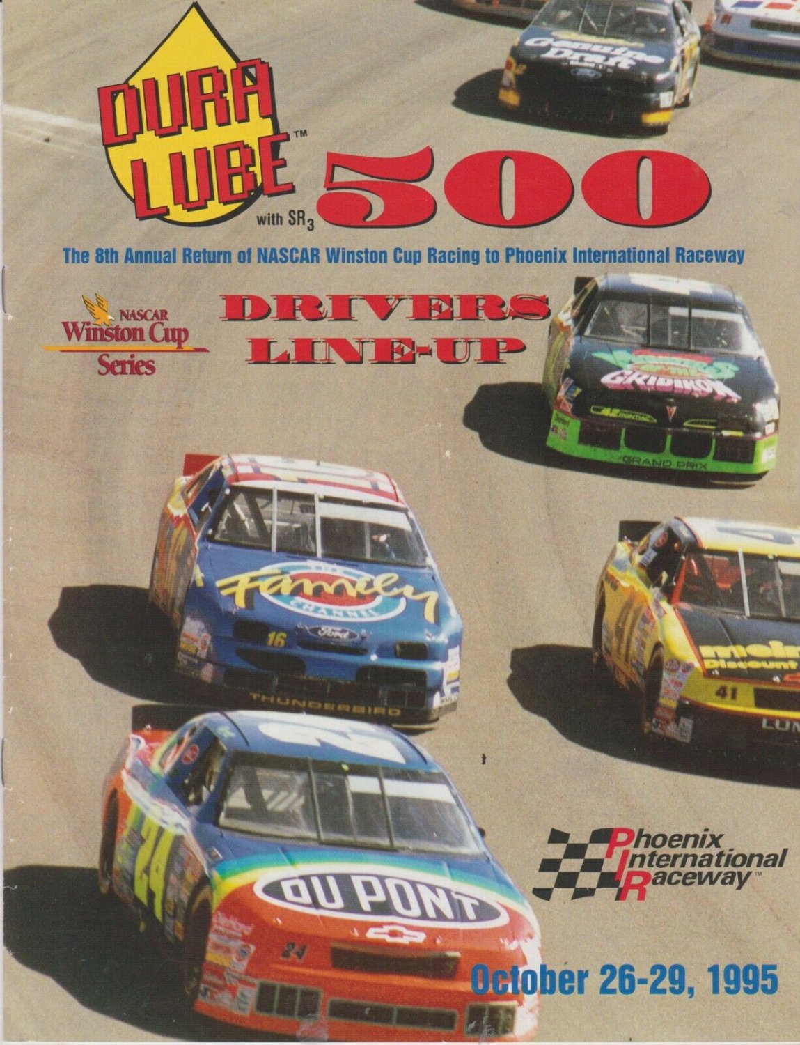 Vintage 1995 Phoenix DURA-LUBE 500 NASCAR Race Program Phoenix Int'l ...