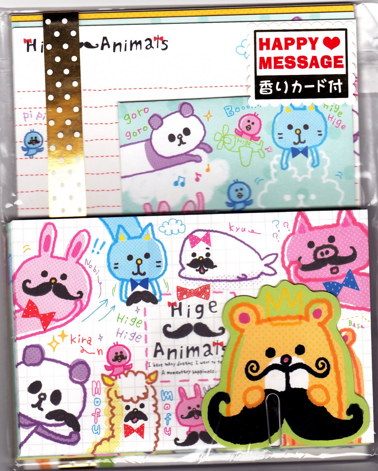 Kamio Japan Hige Animals Letter Set with Stickers Kawaii