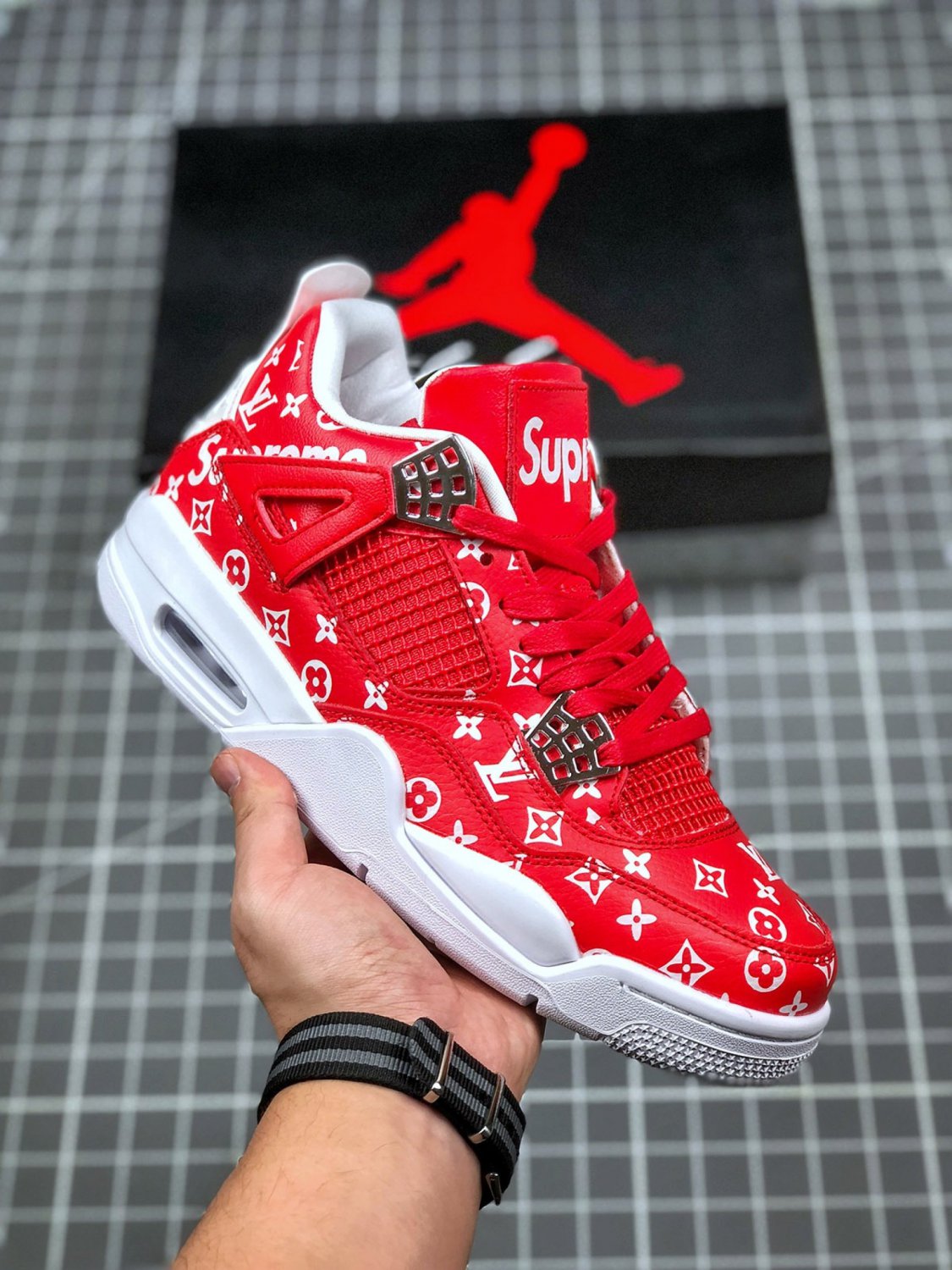 Supreme x Air Jordan 4 Retro Custom Red