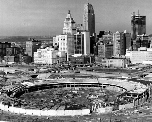 Cincinnati Reds Riverfront Stadium Construction Photo