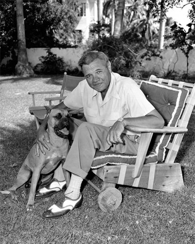 Retired Babe Ruth and Dog Photo