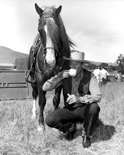 John Wayne Drinking Coffee Photo