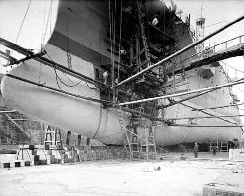 USS Utah BB-31 in Drydock Photo