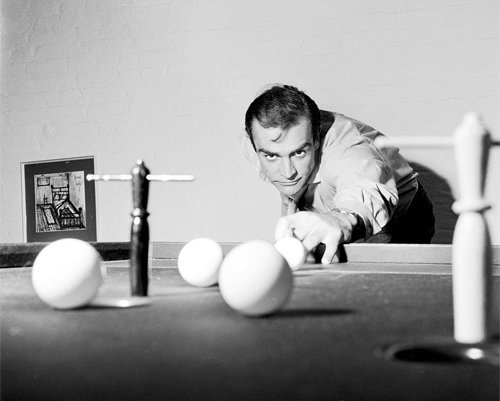 Actor Sean Connery Shooting Pool Photo