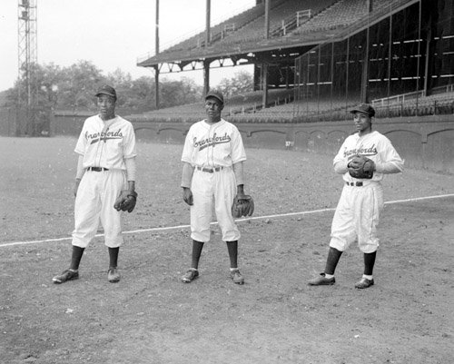 Pittsburgh Crawfords Willie Rowe, Fred Morefield, and Unknown Player ...