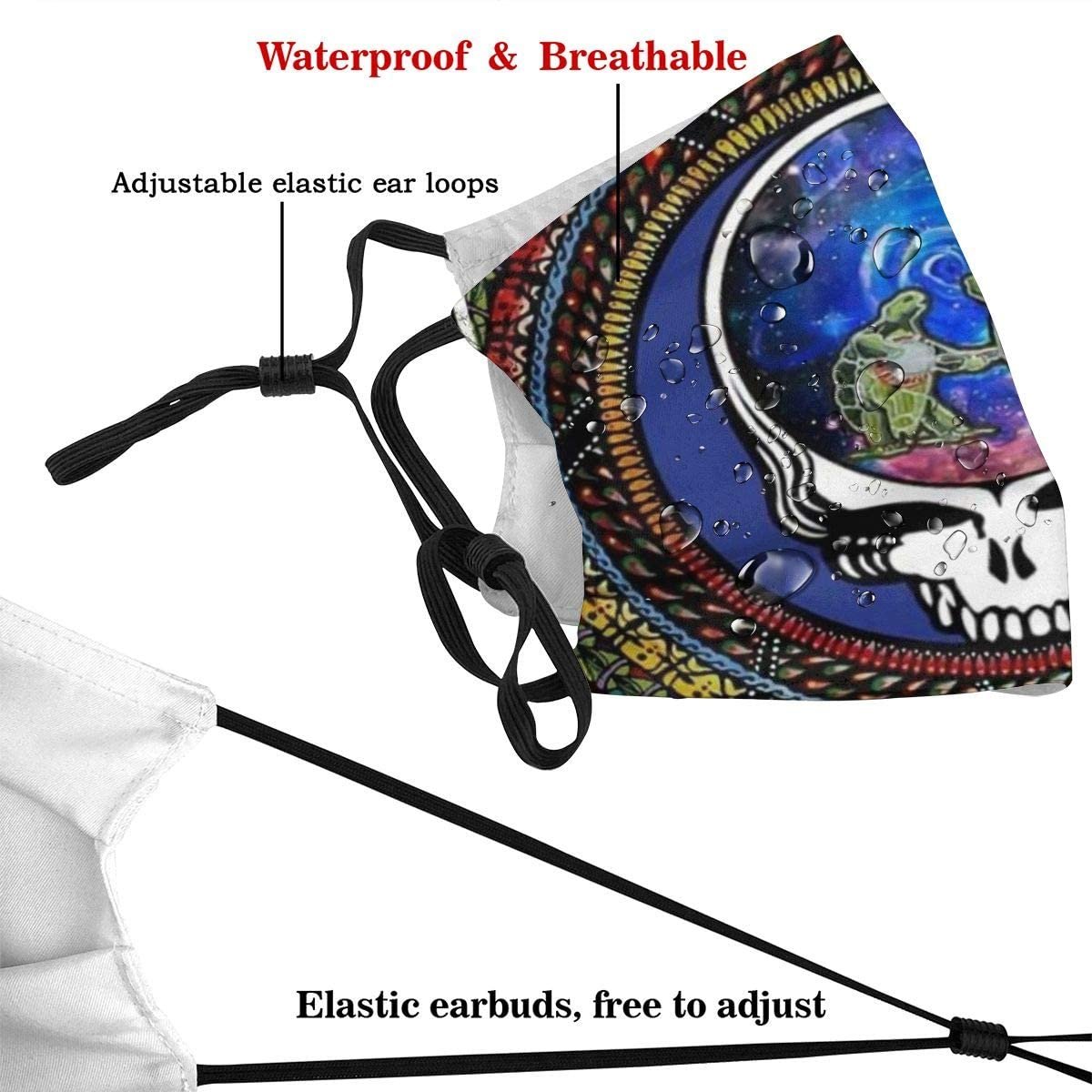 Skull Face Mouth Mask Adjustable Dustproof Respirator Headband ...