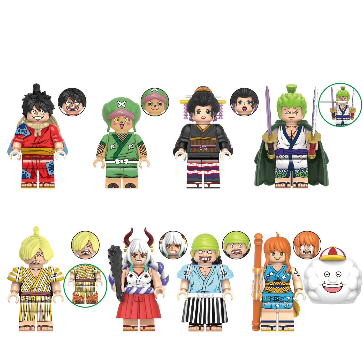 Monkey D Luffy Nico Robin Roronoa Zoro Yamato Minifigures Compatible ...