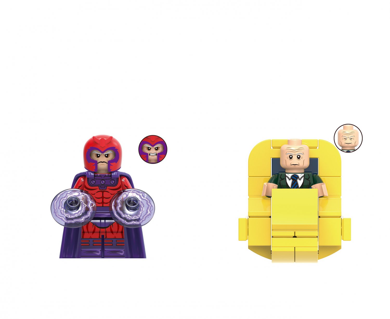Professor X and Magneto Minifigures Fit Lego The X-Men Movie Sets