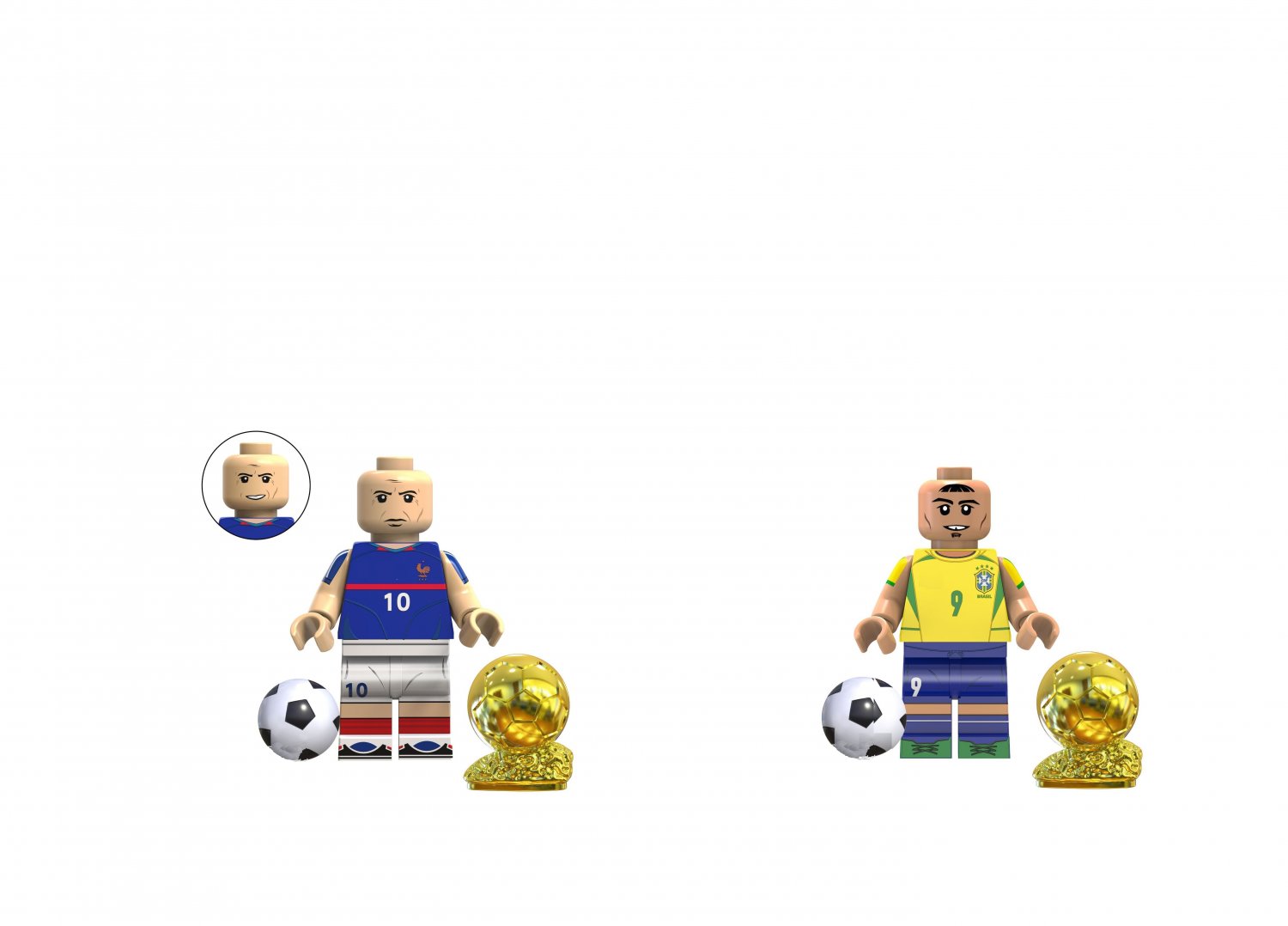 Ronaldo VS Zidane Minifigures Fit Lego 98 World Cup Football Sets