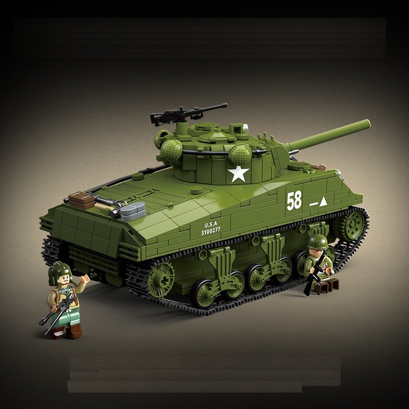 America M4A3 Sherman 105 Tank Minifigures Fit Lego WW2 Tank Sets