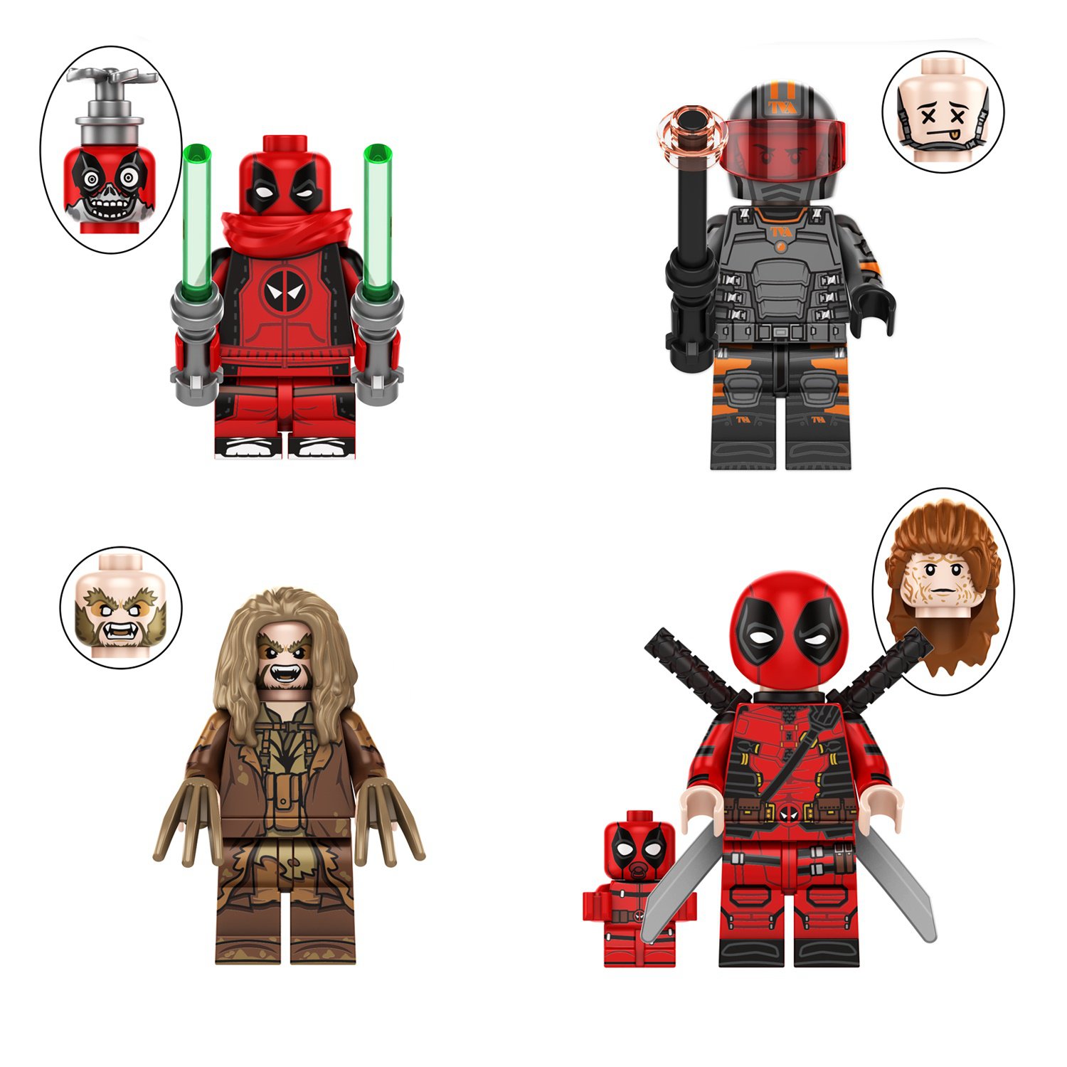 Kidpool TVA Sabretooth Deadpool Minifigures Fit Lego Deadpool Movie Sets