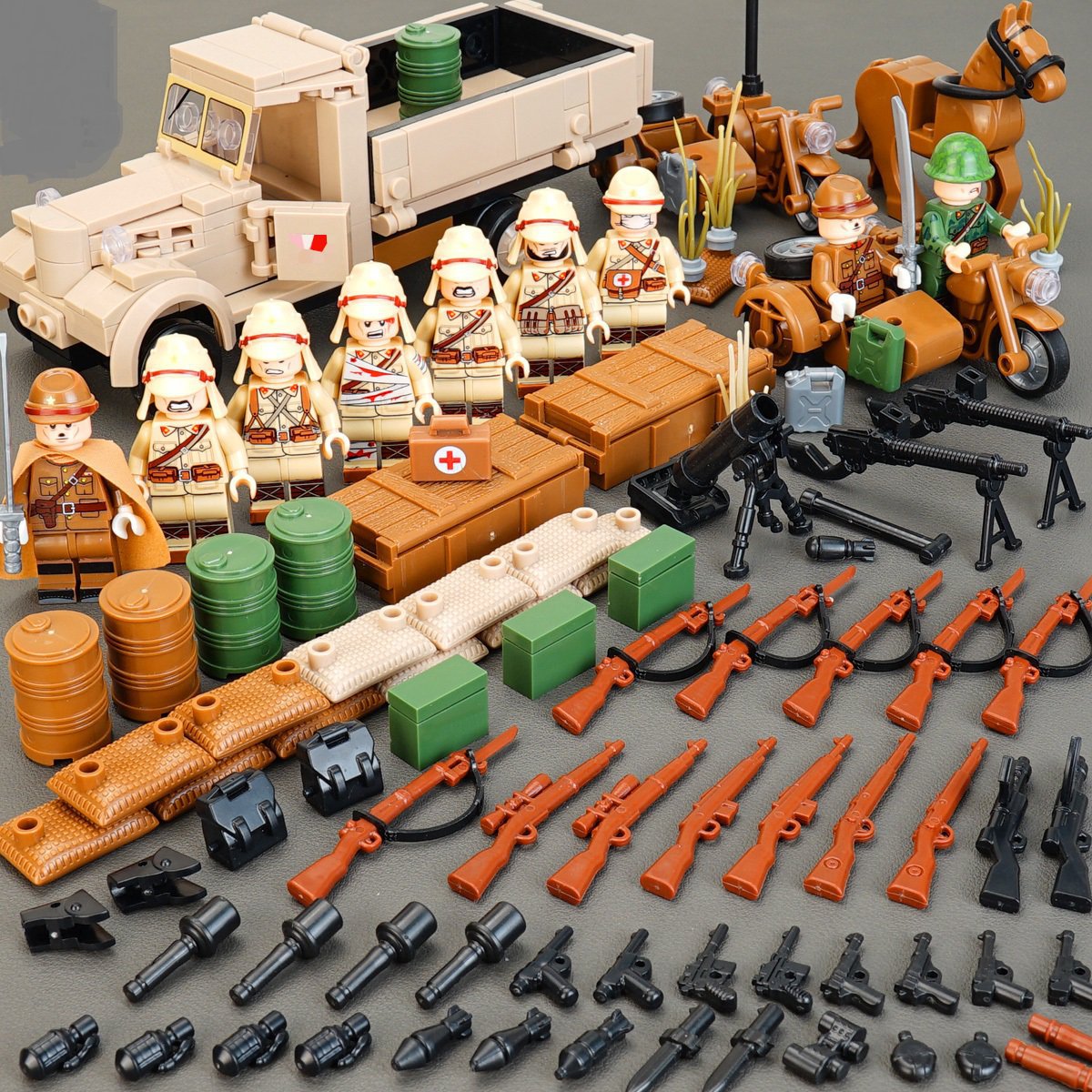 Japanese Army Commando Truck Minifigures Fit Lego WW2 Pacific War Sets