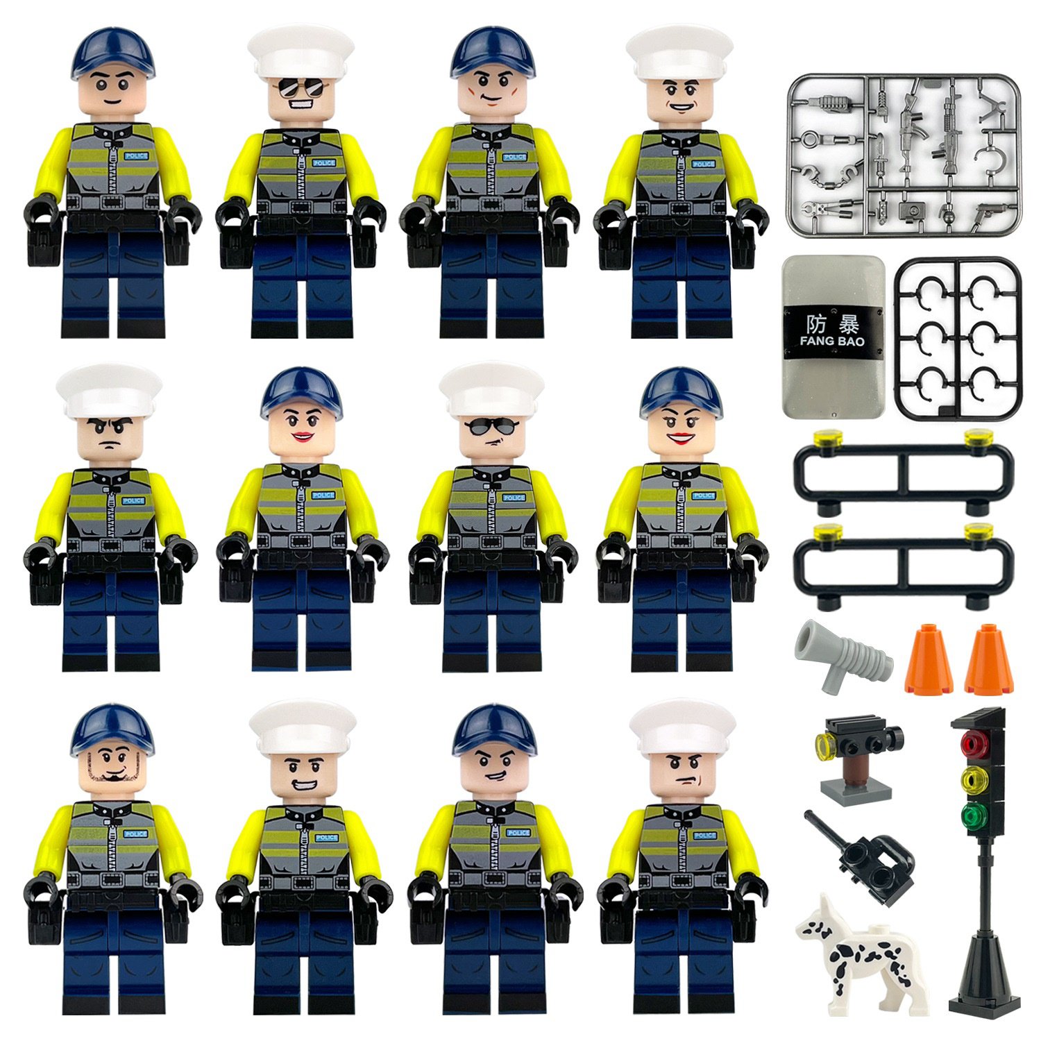 Riot Police Traffic Police Minifigures Fit Lego City Police Department Sets