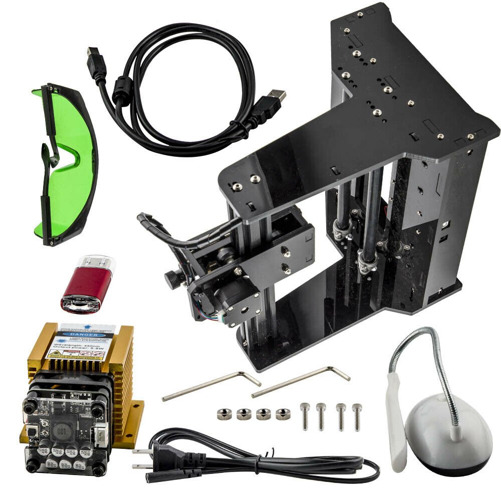 JPG, JPEG, PNG, dxf, g code Laser Engraver 5500mv CNC Engraver 100x200mm