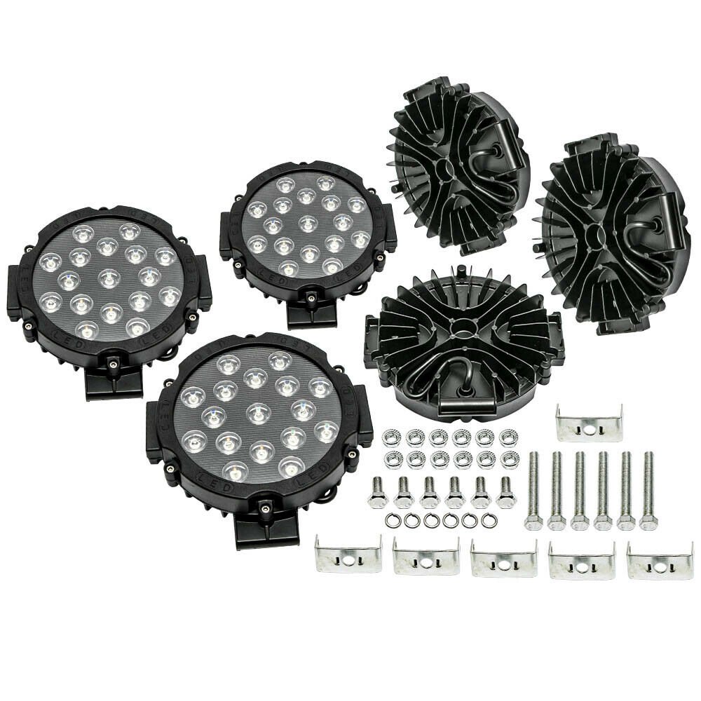 6 Pack 7 Inch LED Round Work Lights Black 4WD for Chevy SUV Offroad ...