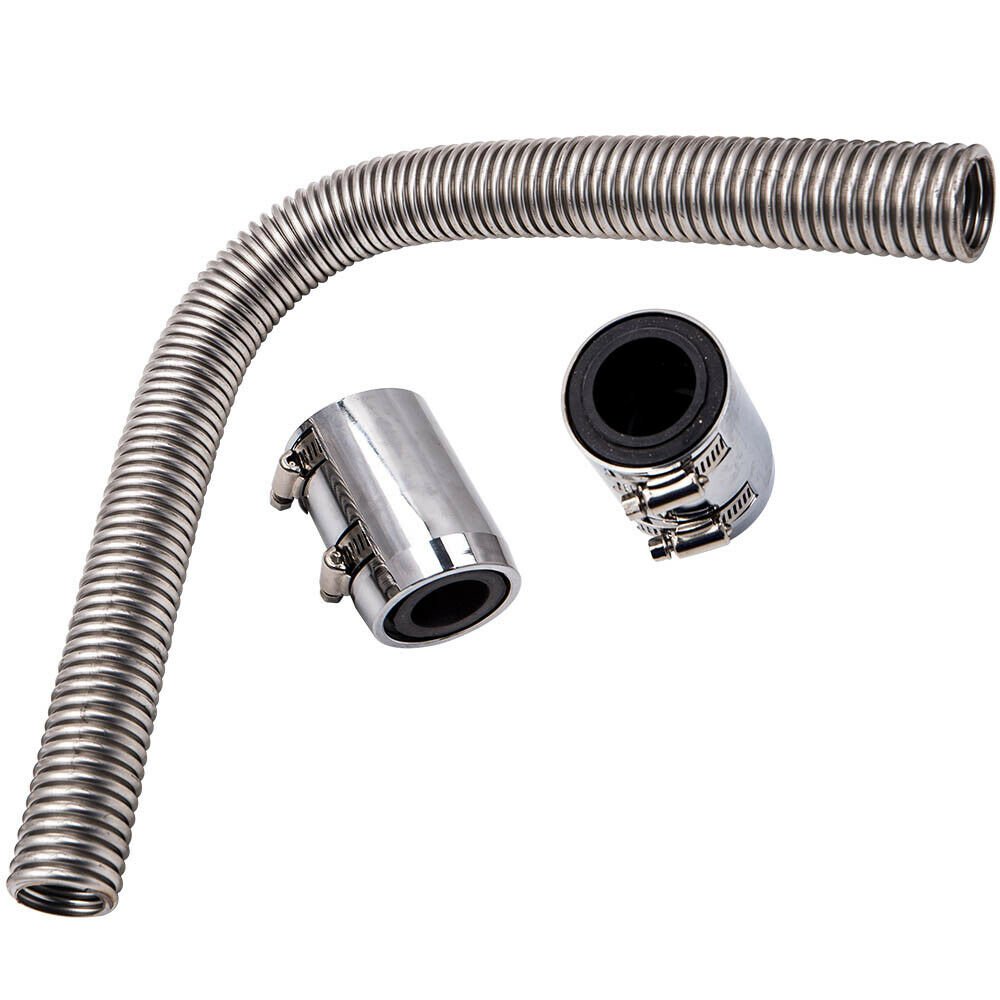 24" Flexible Upper / Lower Radiator Hose & Stainless Steel w/ Chrome ...