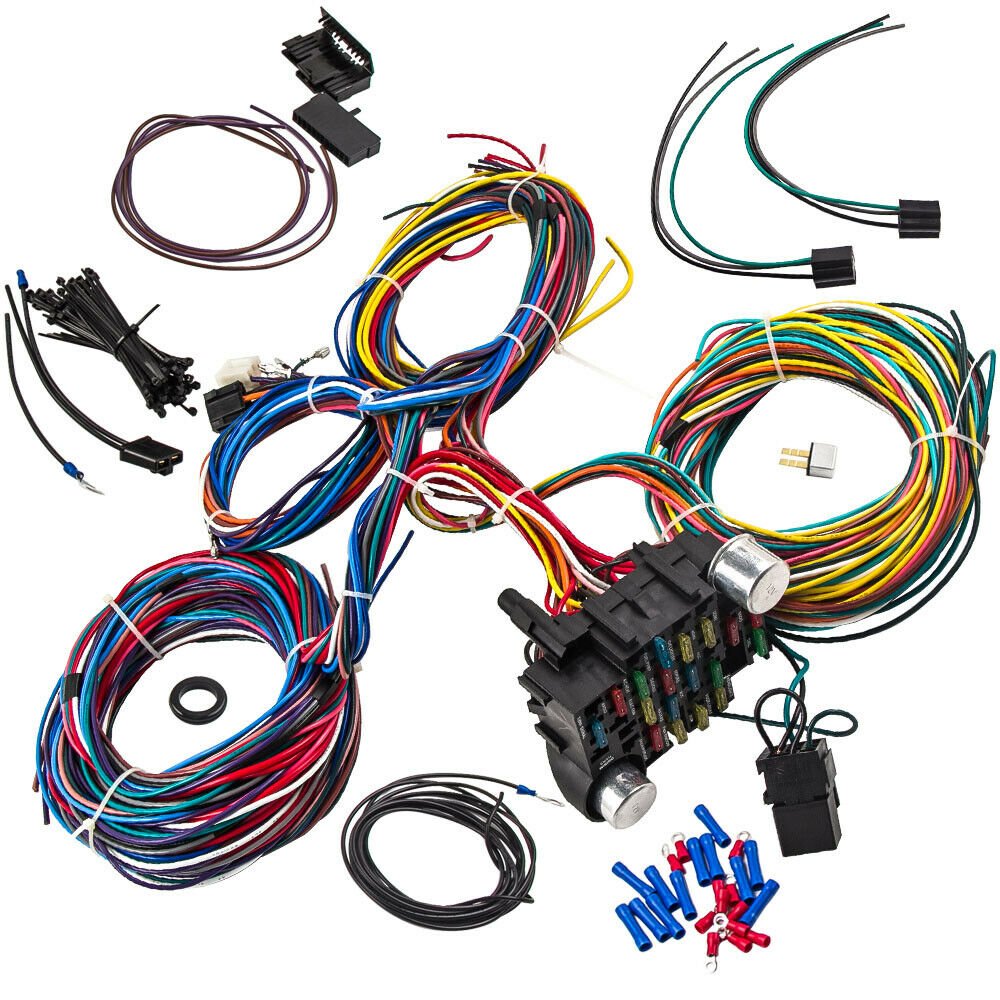 Wiring Harness 21 Circuit 17 Fuses Kit Universal Connector Signals Flasher