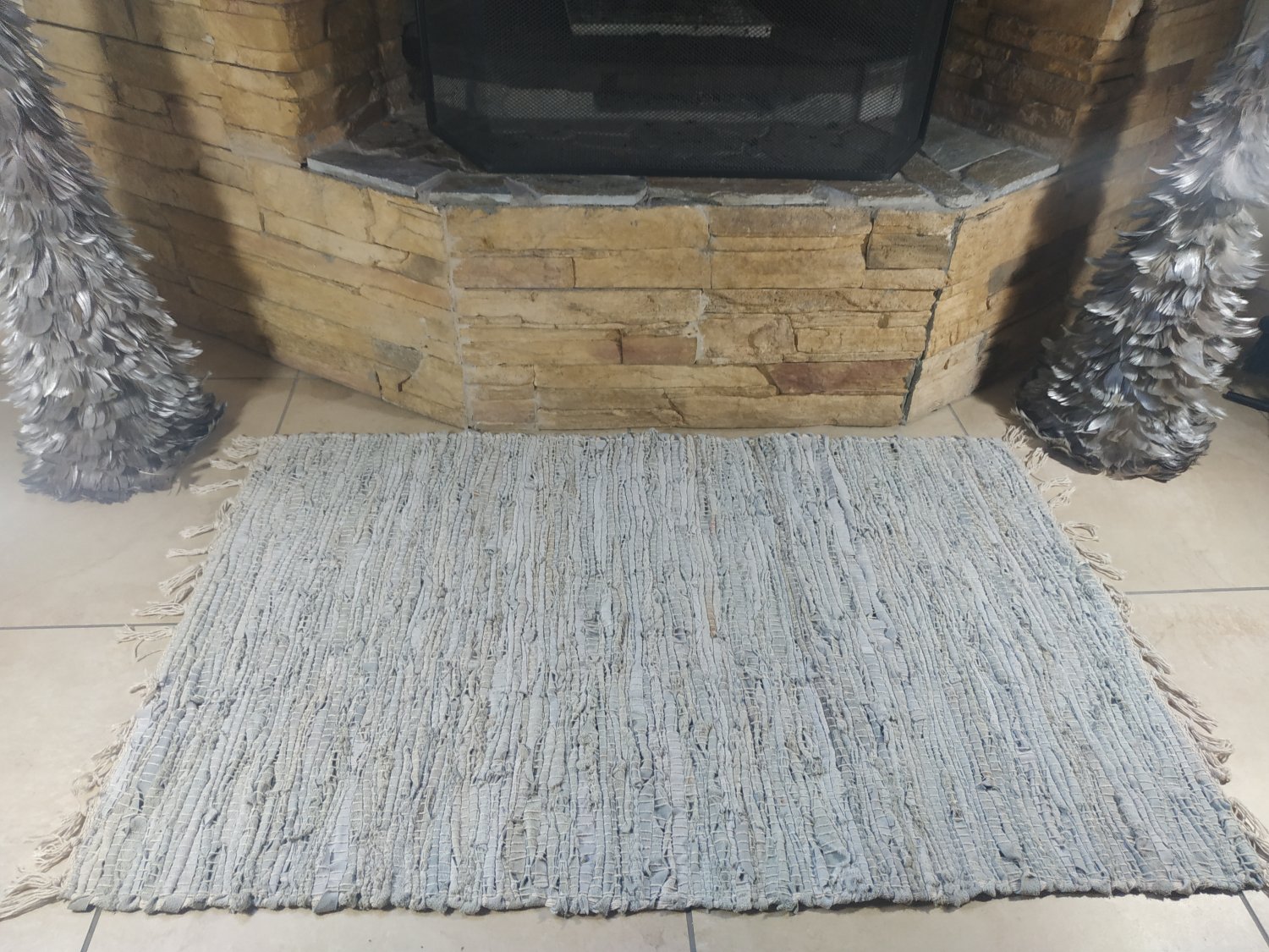 Rustic Fireproof Fireplace Carpet Beige Hearth Fire Resistant Mat Rug