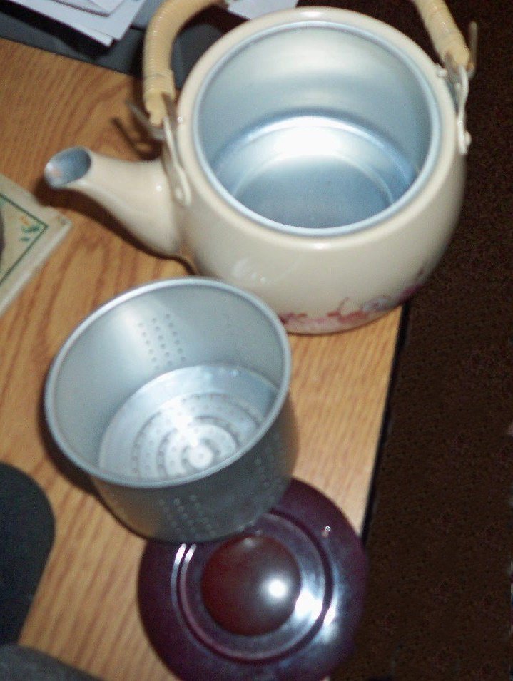 Vintage Individual Asian Metal Teapot with Strainer #206