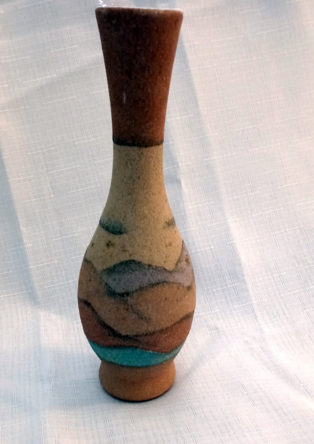 Vintage Native American Ceramic Sand Art Vase Signed Hand Made #277