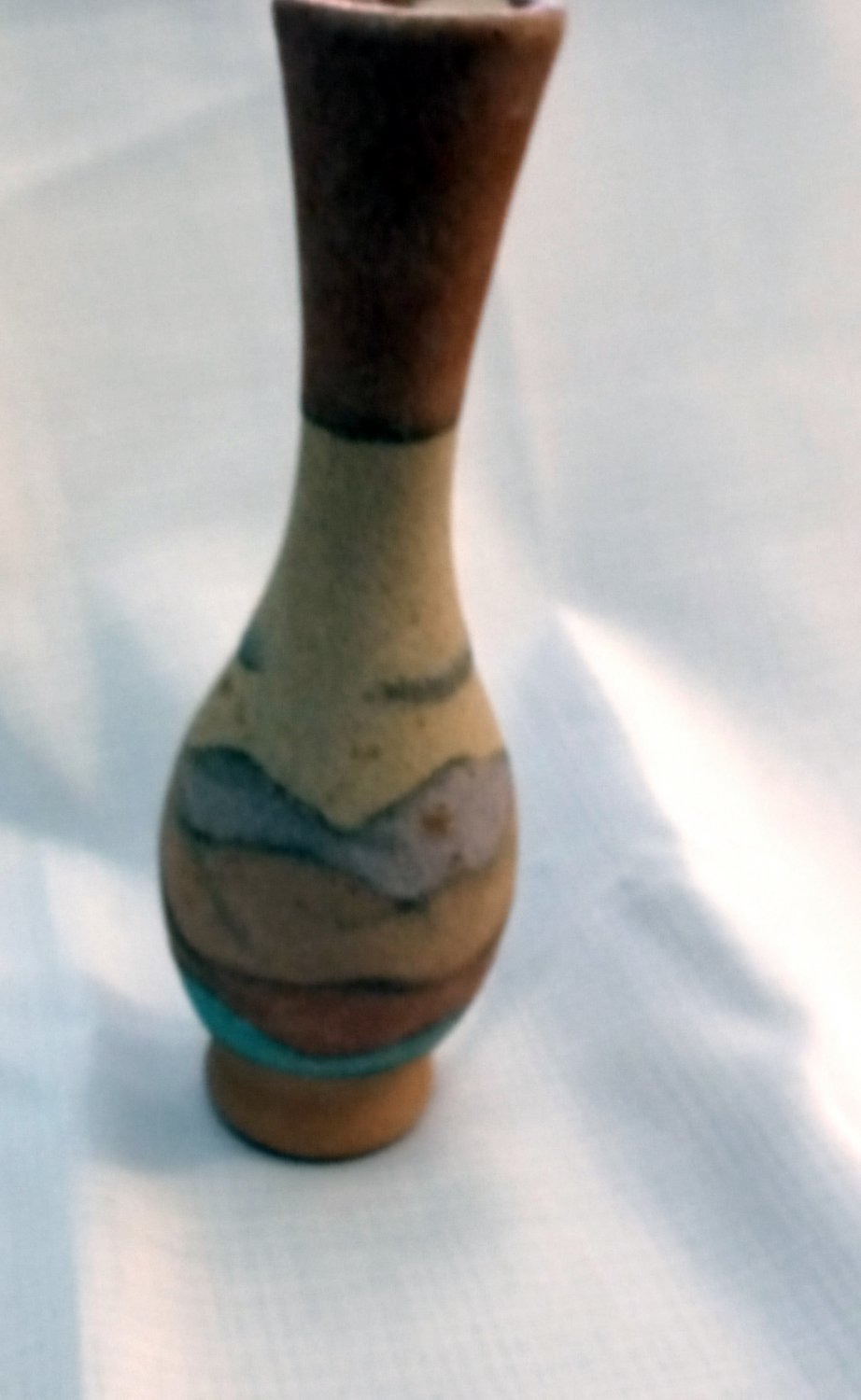 Vintage Native American Ceramic Sand Art Vase Signed Hand Made #277
