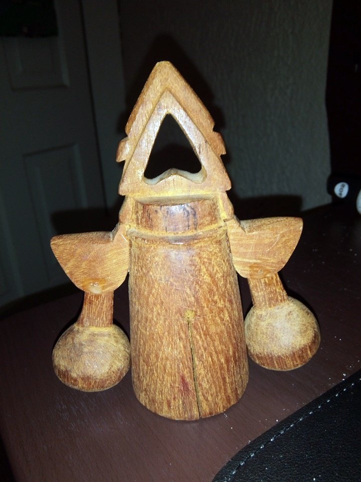 Unusual and Rare Wooden African Elephant Clapper Bell #343