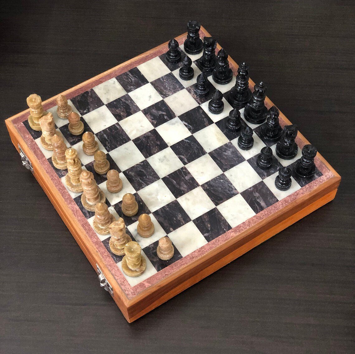 10" Marble Handmade Chess Board and Marbles Chess Pieces Set, Chess Set ...