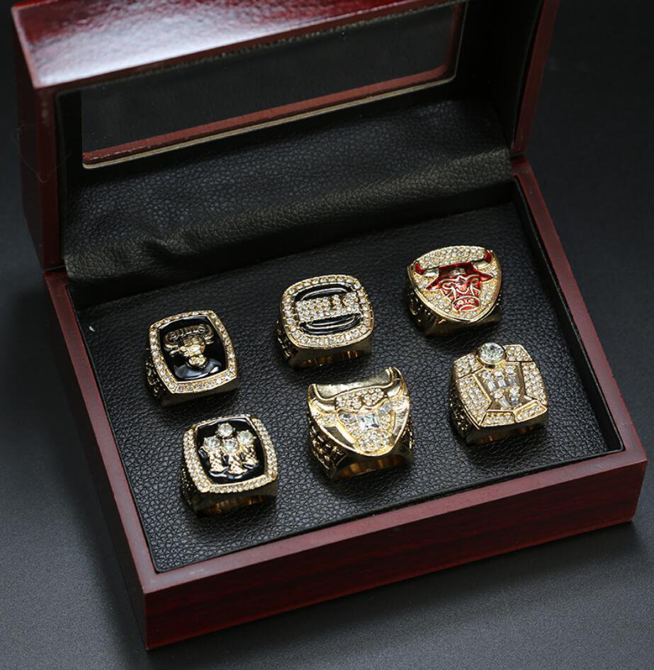 A Set Chicago Bulls JORDAN Basketball Championship Rings Size 11 With ...