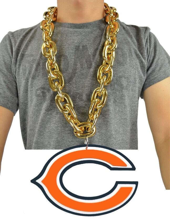 Chicago Bears 3D Fan Chain Necklace Foam (Gold Chain) Christmas Gift