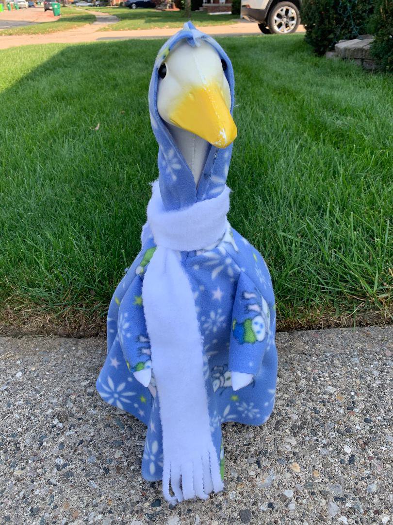 Blue Snowman Fleece Winter Hooded Coat Jacket Goose Clothes Outfit