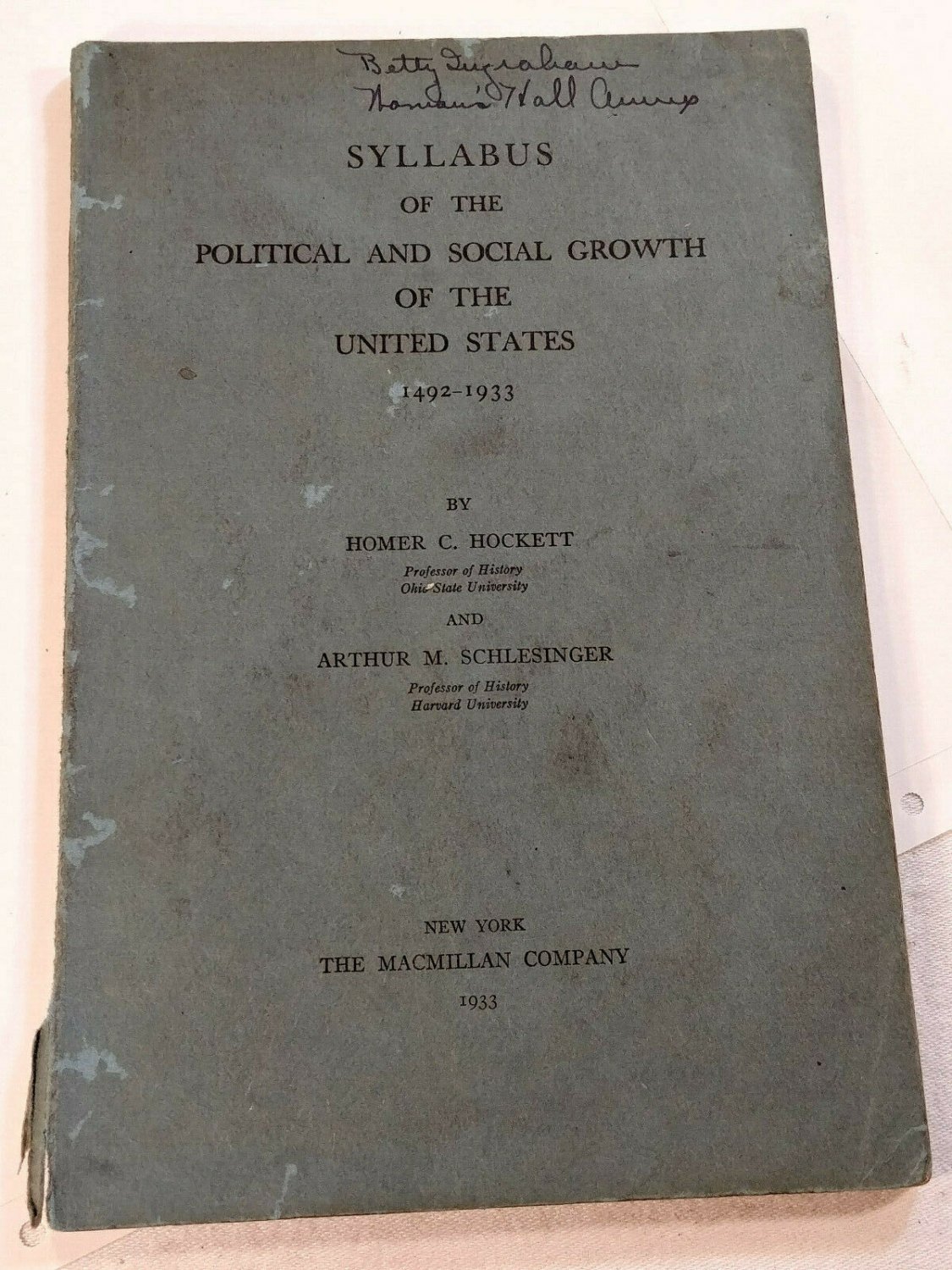 1933 Syllabus Pamphlet Hockett Ohio State University US Political ...