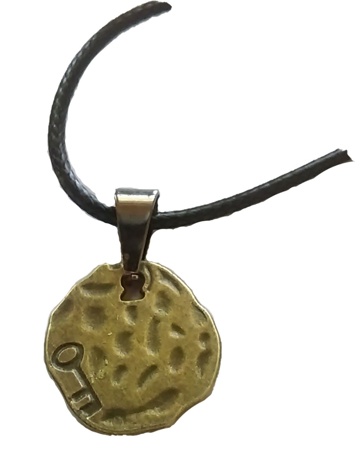 Antique Palestine Return key design Bronze pendant & 40 cm leather necklace