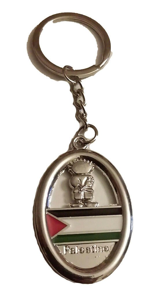Silver Palestine Flag & Handala character fashion Keychain Keyring