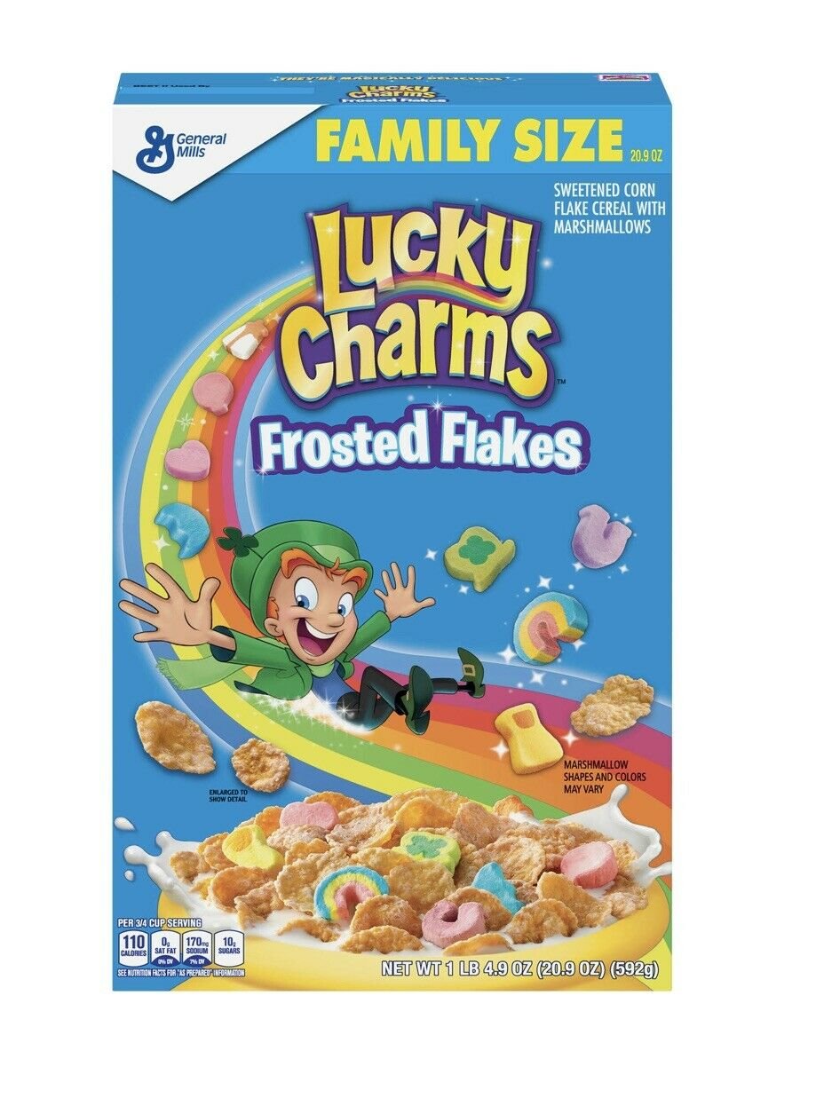 Lucky Charms Frosted Flakes New General Mills Box - Family Size