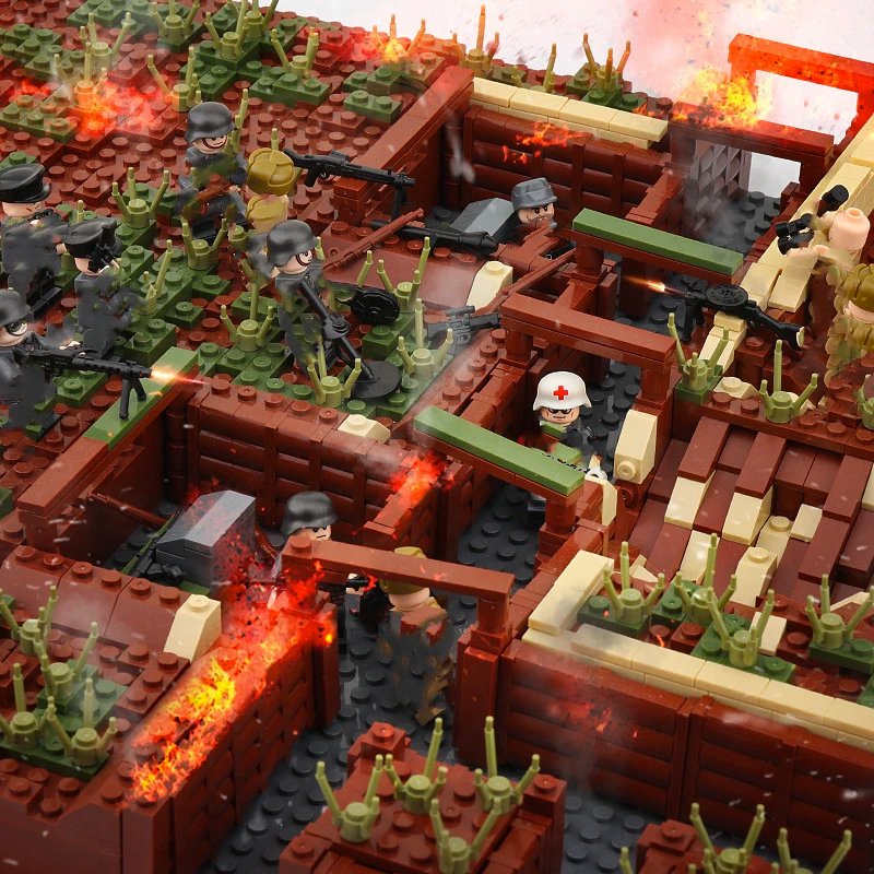 1800 Bricks WW2 Trench Battle Area | 26 Military Minifigures | Lego ...