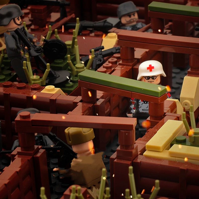 1800 Bricks WW2 Trench Battle Area | 26 Military Minifigures | Lego ...
