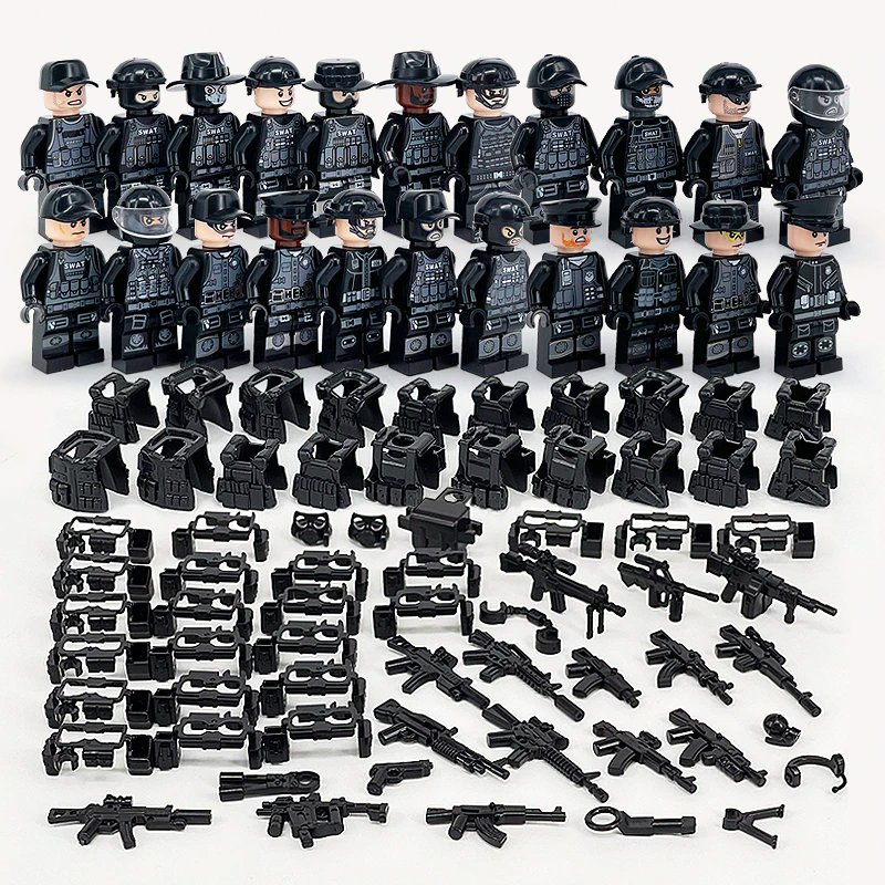 Custom Swat Police Minifigures with Weapons | Lego Alternative Moc People Set: