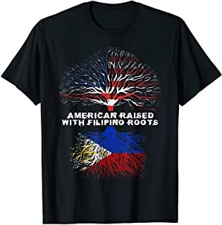 American Raised With Filipino Roots Philippines Pinoy Tee Shirt S-3XL