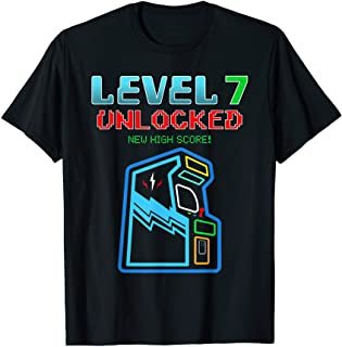Level 7 Unlocked Birthday Gamer Boys And Girls Tee Shirt S-3XL