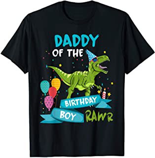 Mens Daddy Of The Birthday Boy Rawr T Rex Dinosaur Birthday Gift Tee Shirt S-3XL