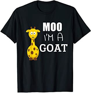 Moo Im A Goat Funny Cartoon Giraffe Graphic Ironic Tee Tee Shirt S-3XL