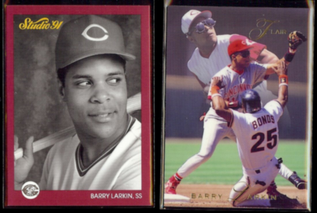 BARRY LARKIN 1991 Studio #167 + 1993 Flair #27. REDS