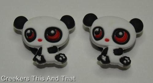 Set of 2 Littlest Pet Shop Panda Croc Shoe Charms