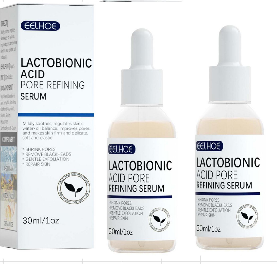 2 PCS Lactobionic Acid Pore Refining Face Serum