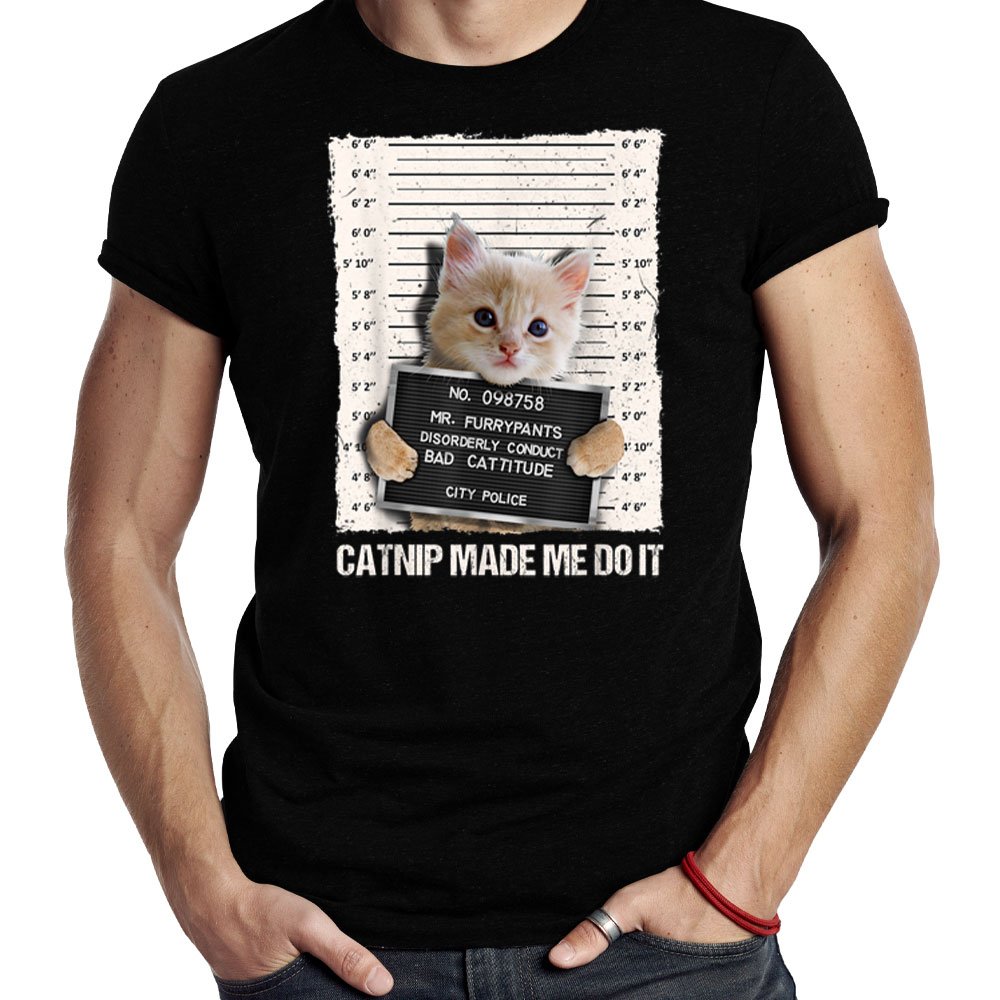 Bad Cat Prison Jail Catnip Made Me Do It Prisoner Funny Cat T-Shirt