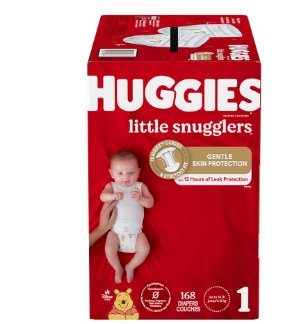 Huggies Little Snugglers Baby Diapers Size 1 (8-14 lbs), 168 ea